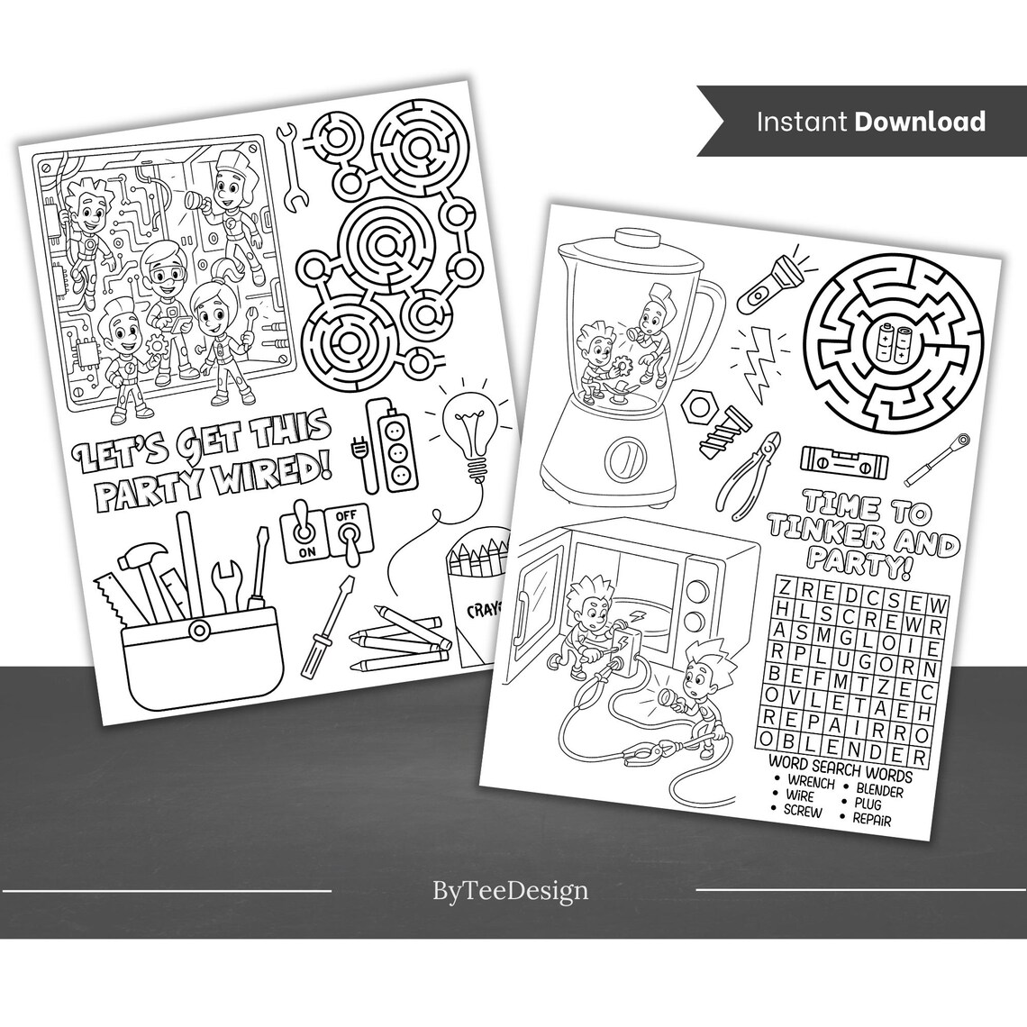 Editable STEM Birthday Coloring Pages | Printable Tinker Activity ...