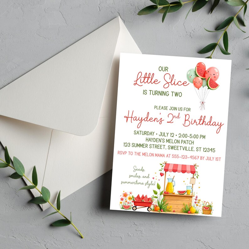 Watermelon Birthday Invitation | Summer Picnic Party Template, Editable ...