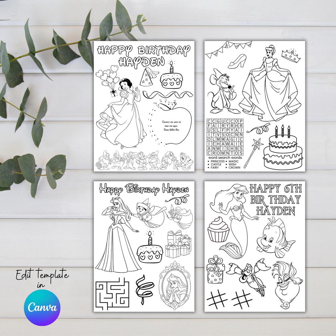 Editable Disney Princess Birthday Coloring Pages | Princess Printable ...