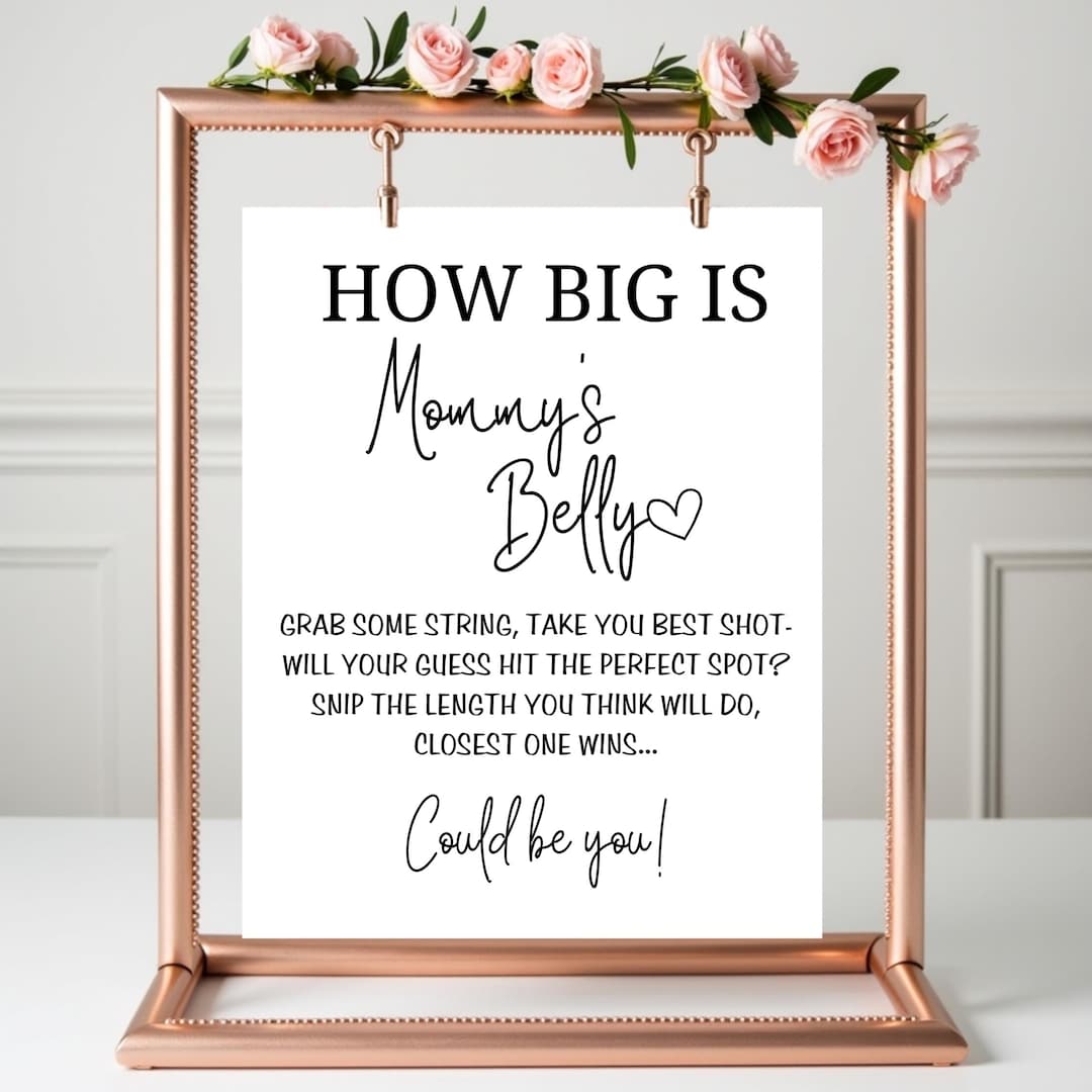 How Big is Mommy’s Belly Sign, Baby Shower Belly Measuring Game, Guess ...