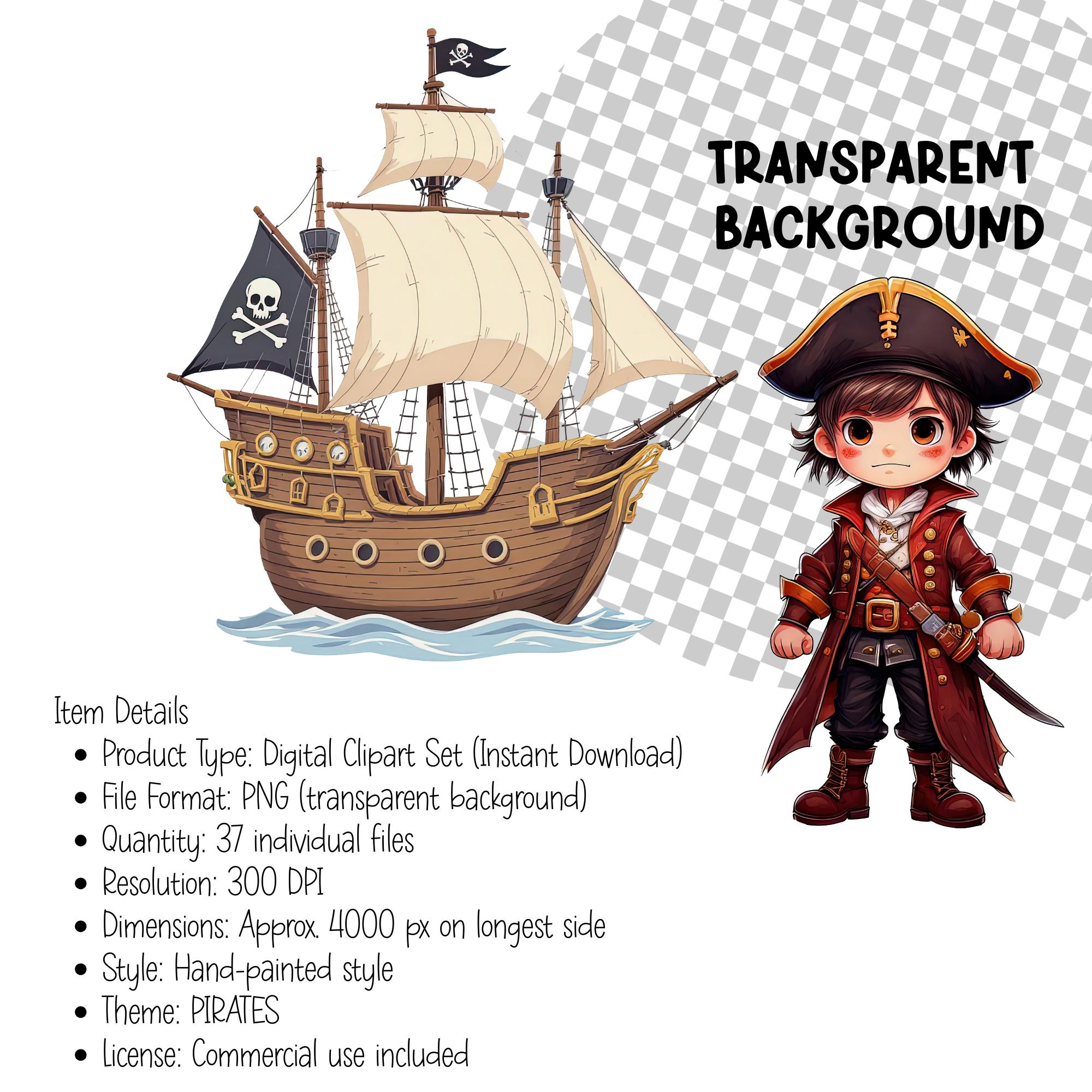 Pirate Clipart Bundle | Kids Pirate Characters, Animals, Ships ...