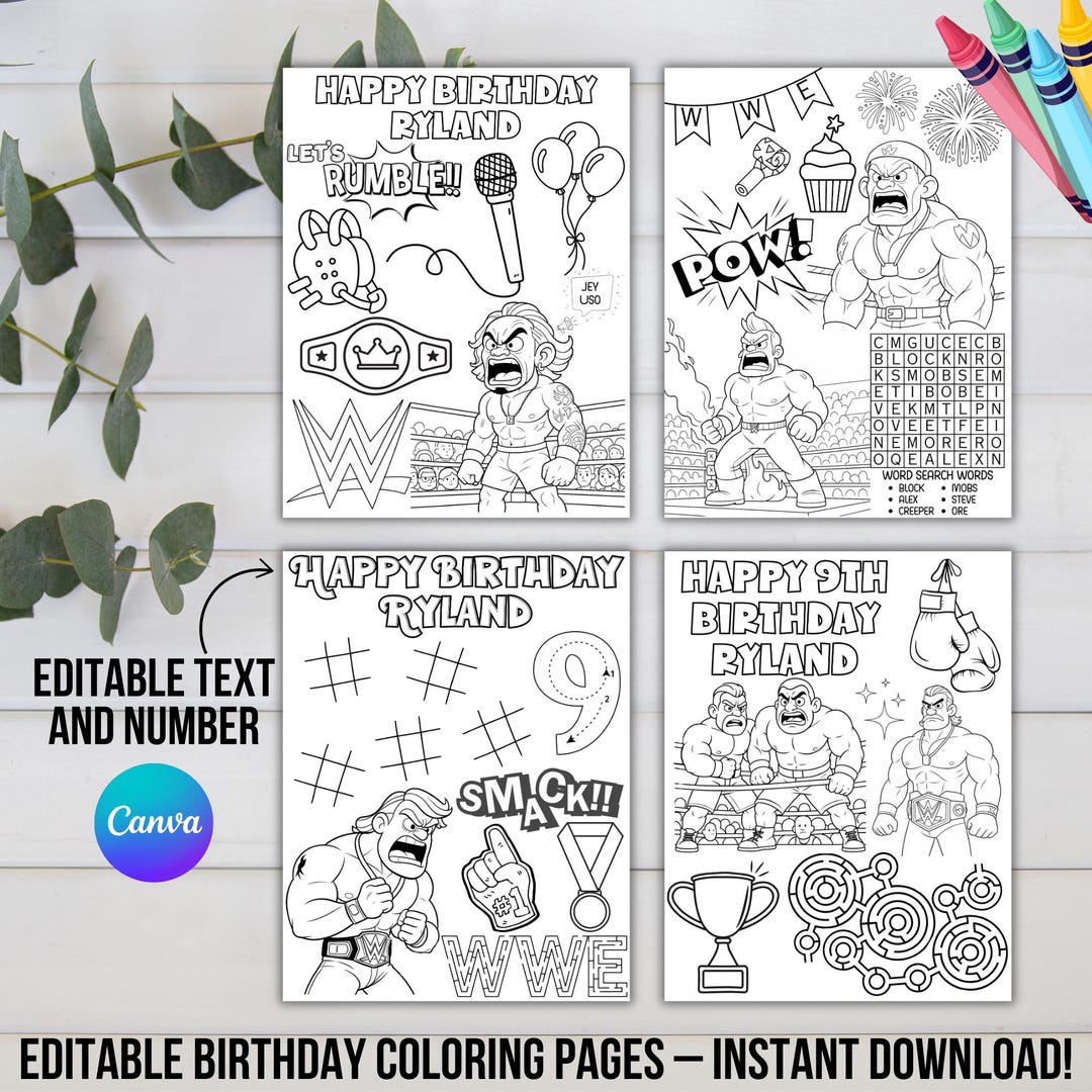 WWE Birthday Coloring Pages | Printable Wrestling Activity Sheets ...