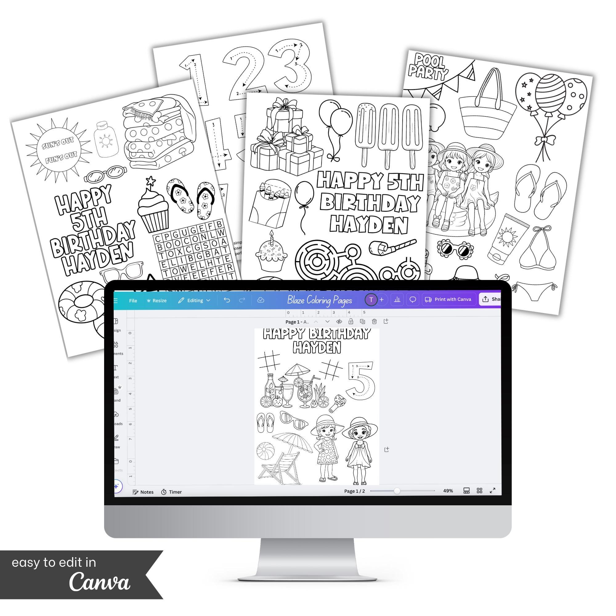 Pool Party Coloring Pages | Printable Pool Party Activity Sheets ...