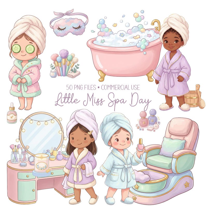 Spa Party Girls Clipart Bundle, Spa Day Birthday PNG, Pamper Party ...