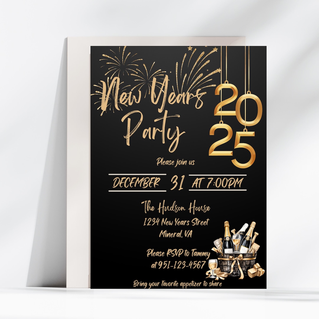 Editable New Years Eve Party Invitation, 2025 New Years Eve Party ...