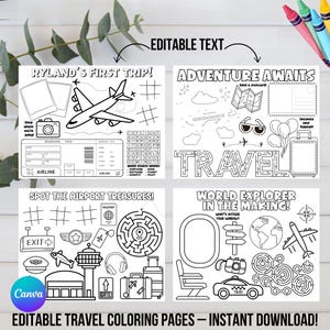 Editable Flight Activity Coloring Sheets, Personalized First Flight ...