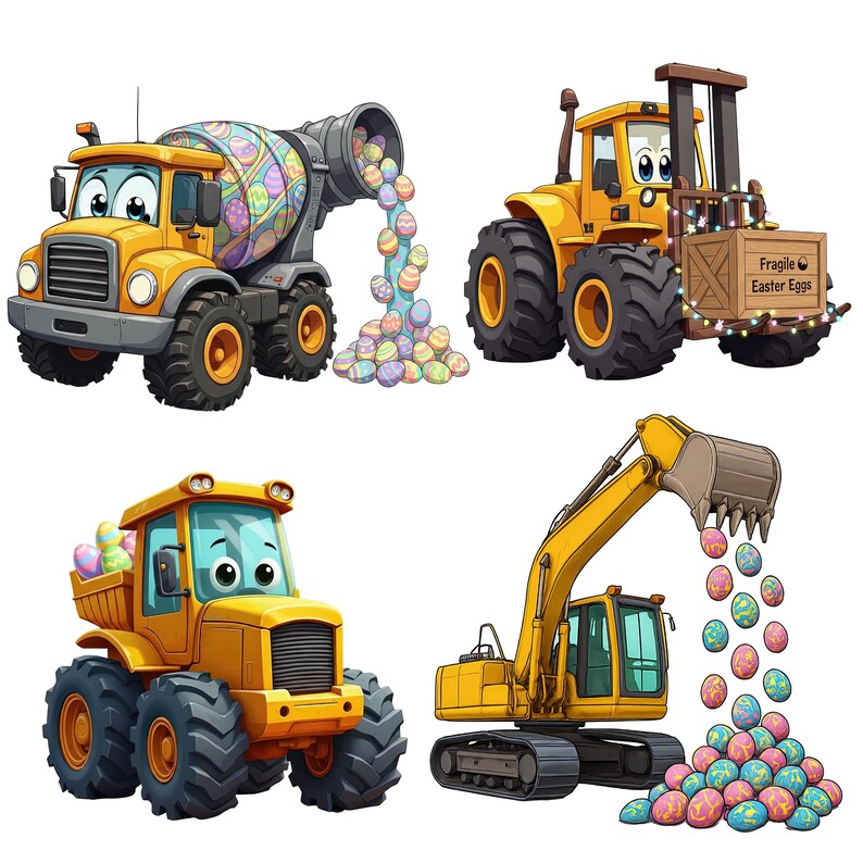 Easter Construction Truck Clipart, Kids Builder PNG, Spring Truck ...