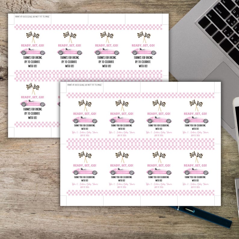 Race Car Baby Shower Favor Tags, Editable Little Racer Thank You Card ...