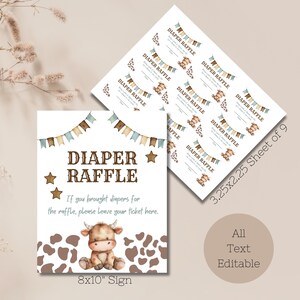 Cowboy Diaper Raffle Sign-tickets, Cowboy Baby Shower Decorations ...