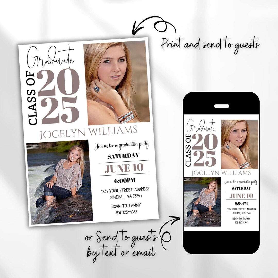 Graduation Invitation 2025, Graduation Announcement, Graduation ...
