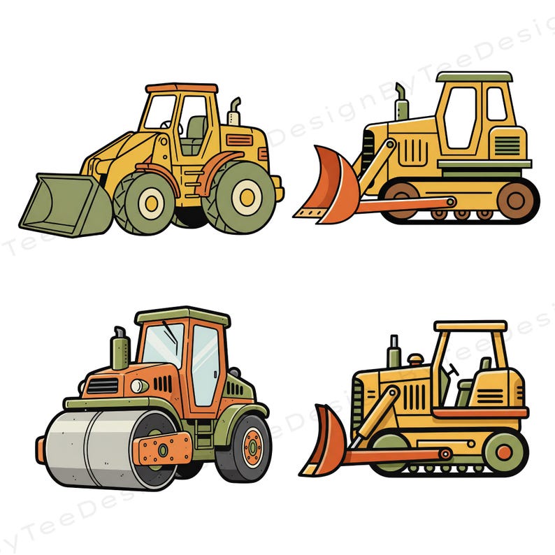 Retro Construction Clipart Bundle, Vintage Work Zone Builder Birthday ...