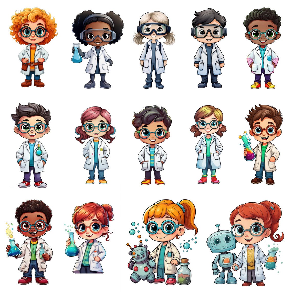 Scientist Robot Clipart – Science Lab Kids, STEM Young Inventors Clip ...