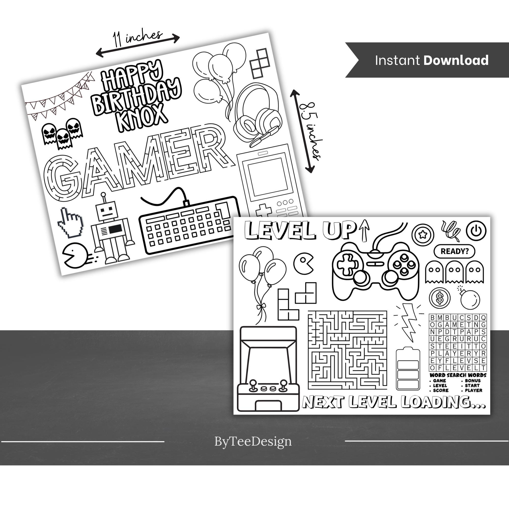 Editable Gamer Birthday Coloring Pages | Video Game Activity Sheets ...