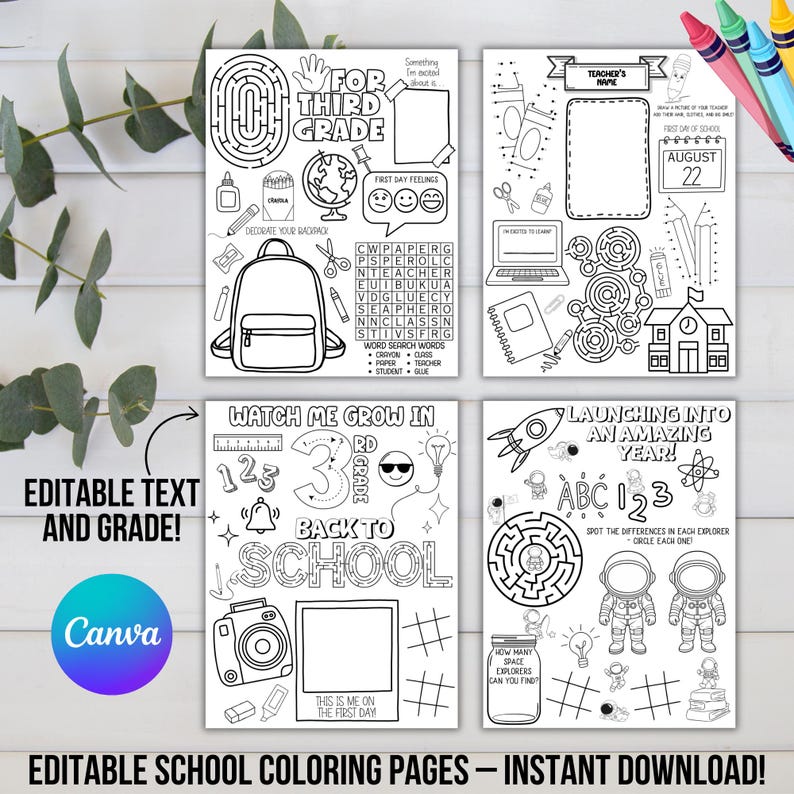 End of School Year Coloring Pages – Editable Last Day of School ...