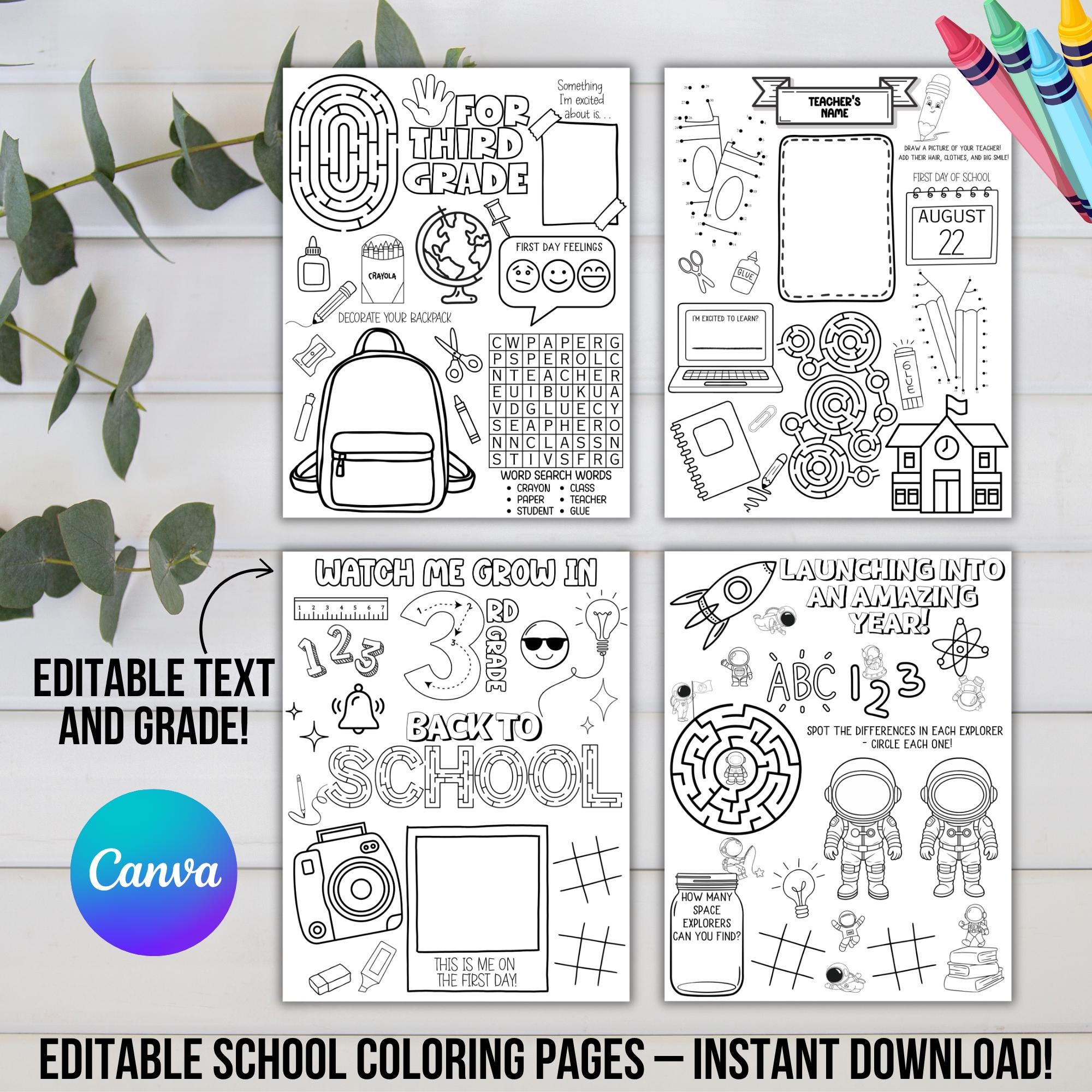 End of School Year Coloring Pages – Editable Last Day of School ...