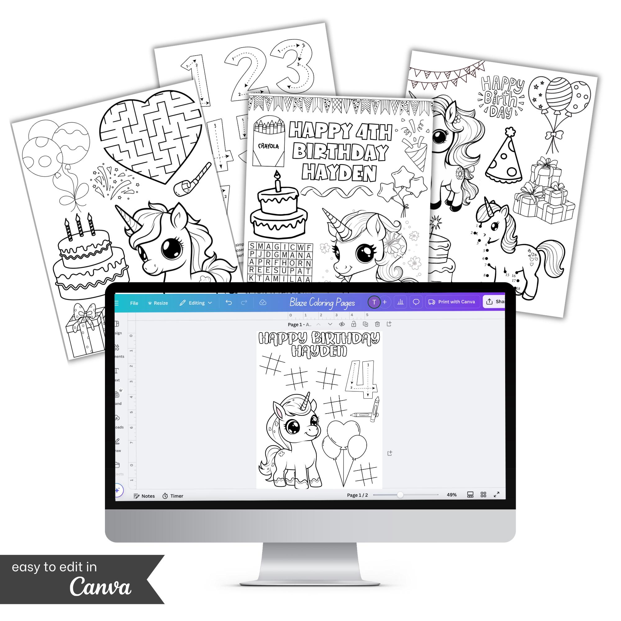 Unicorn Birthday Coloring Pages | Unicorn Printable Coloring Sheets ...