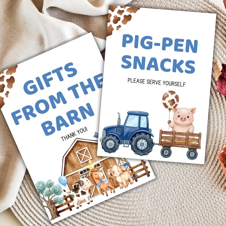 Farm Birthday Party Signs, Editable Farm Decor, Barnyard Food Drinks ...