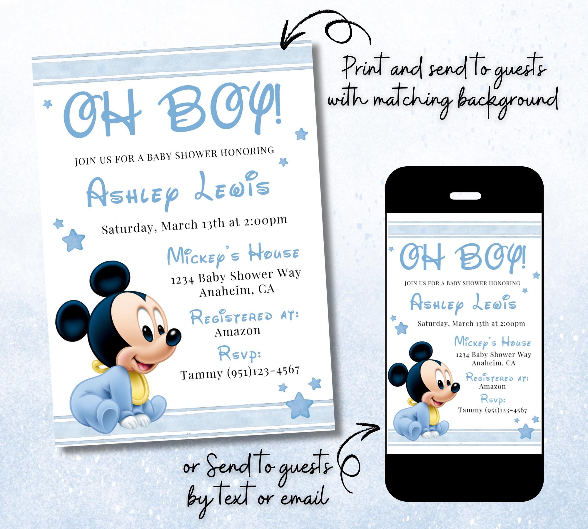 Mickey Mouse Diaper Raffle Sign-ticket, Disney Mickey Baby Shower Theme ...