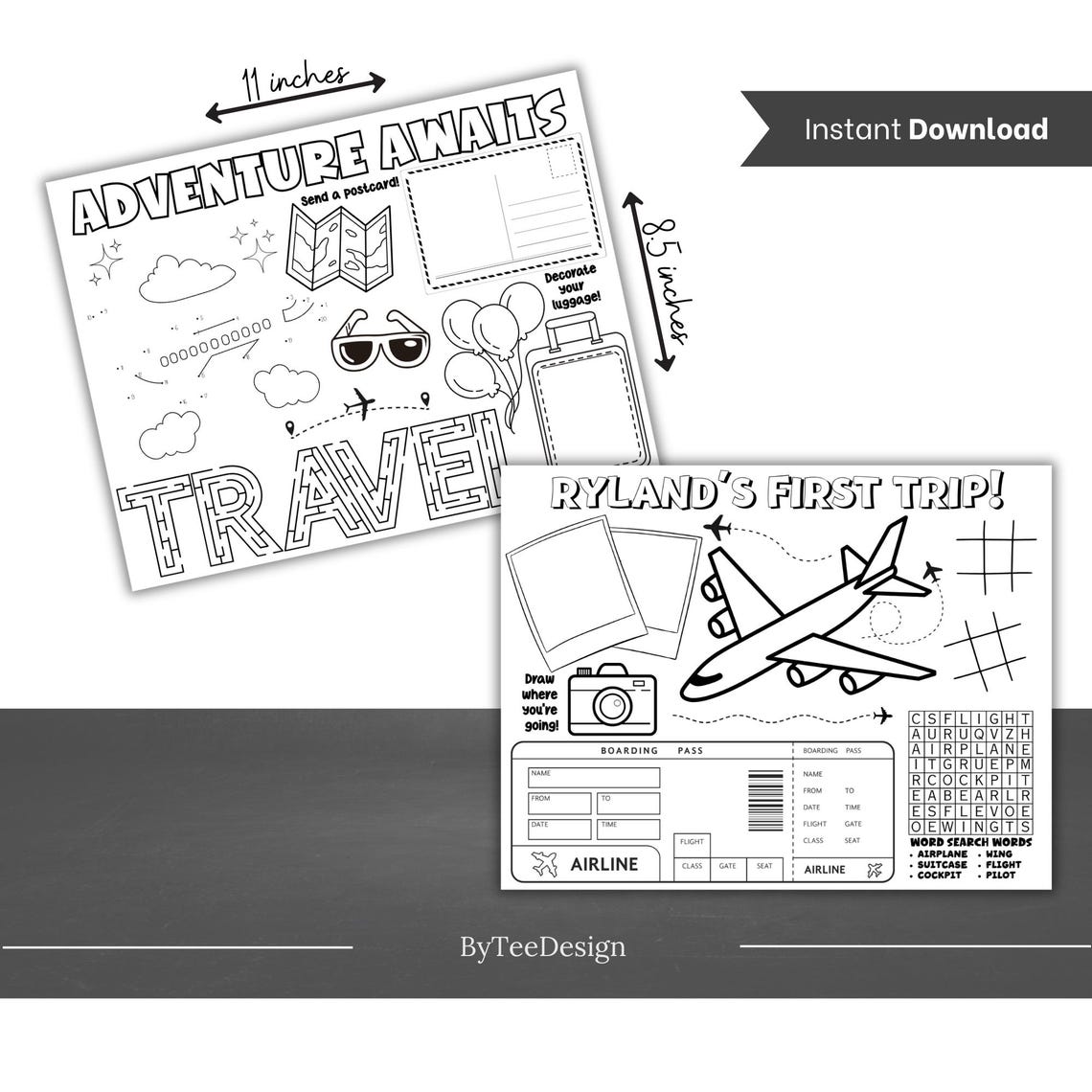 Editable Flight Activity Coloring Sheets: Airplane Travel Printables ...
