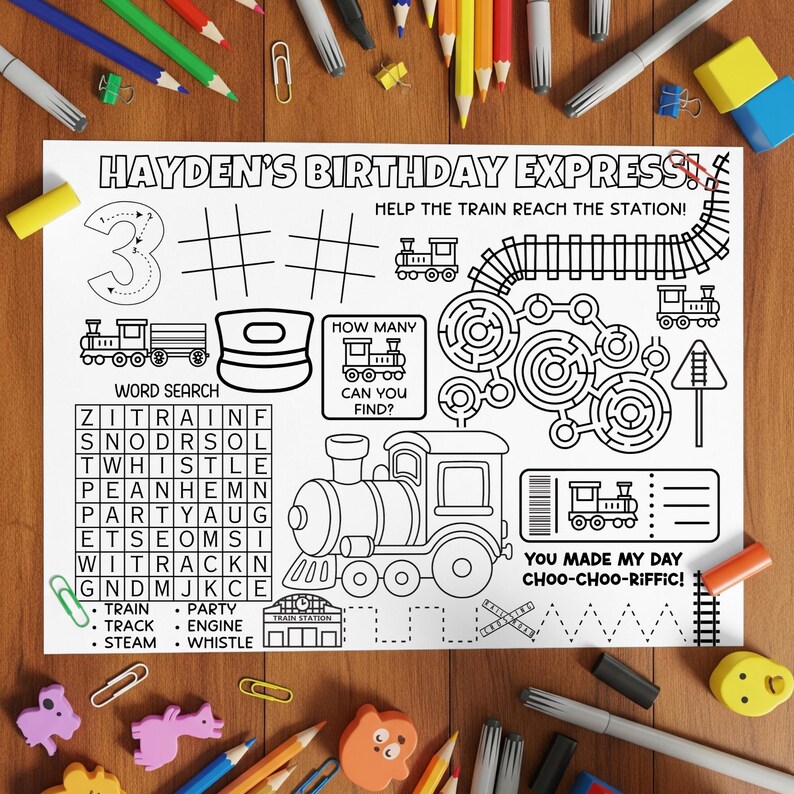 Train Birthday Thank You Card Printable, Railway Birthday Note ...