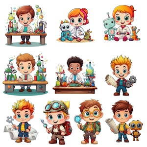 Scientist Robot Clipart – Science Lab Kids, STEM Young Inventors Clip ...