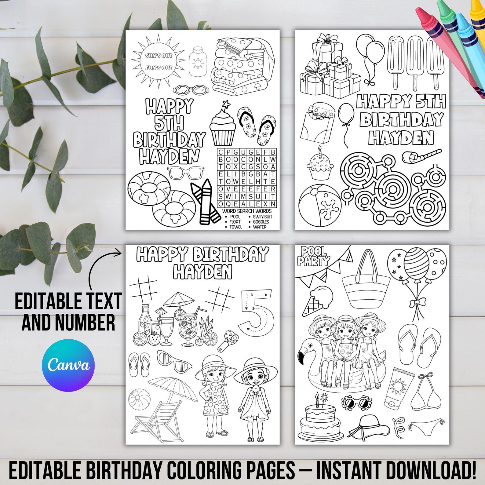 Pool Party Coloring Pages | Printable Pool Party Activity Sheets ...