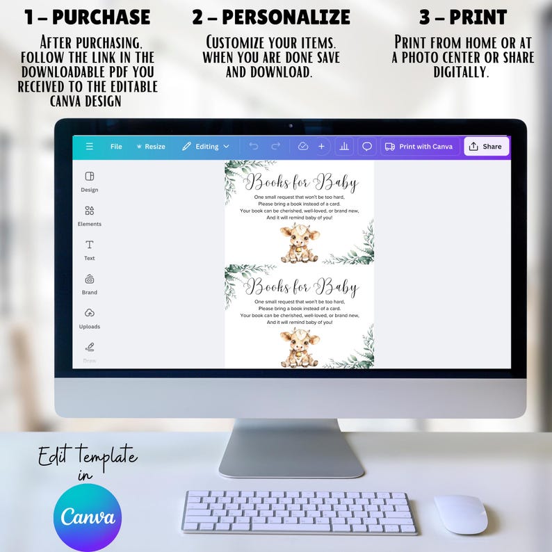 Highland Cow Books for Baby Insert, Rustic Baby Shower Book Request ...