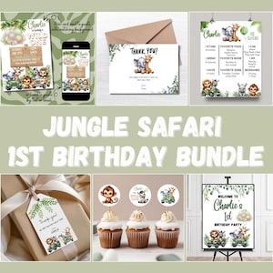 Editable Safari 1st Birthday Welcome Sign, Jungle Safari Animal ...