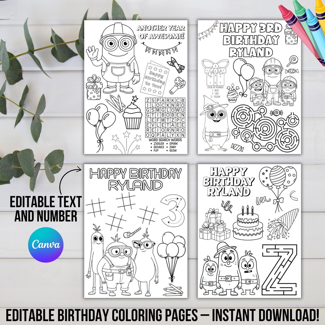 Editable Birthday Coloring Pages | Printable Coloring Sheets | Birthday ...