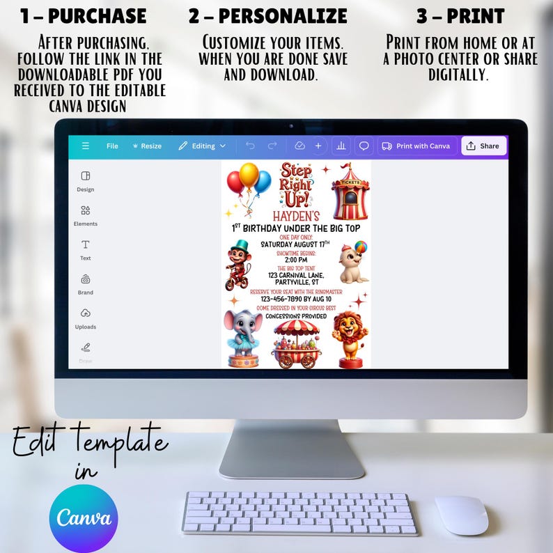 Circus Birthday Invitation, Step Right up Carnival Party Invite ...