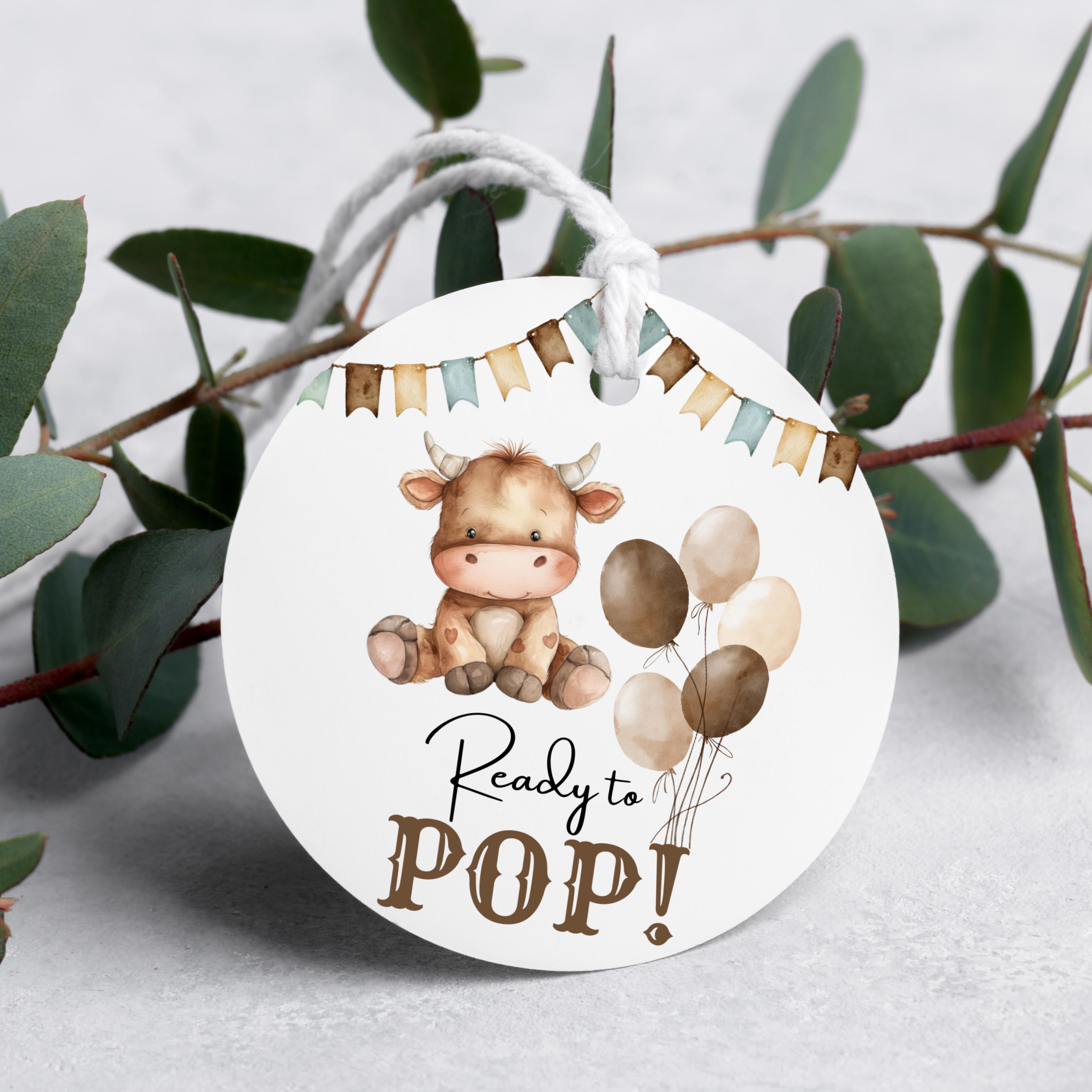 Ready to Pop Round Cowboy Baby Shower Favors Popcorn Tags-labels ...
