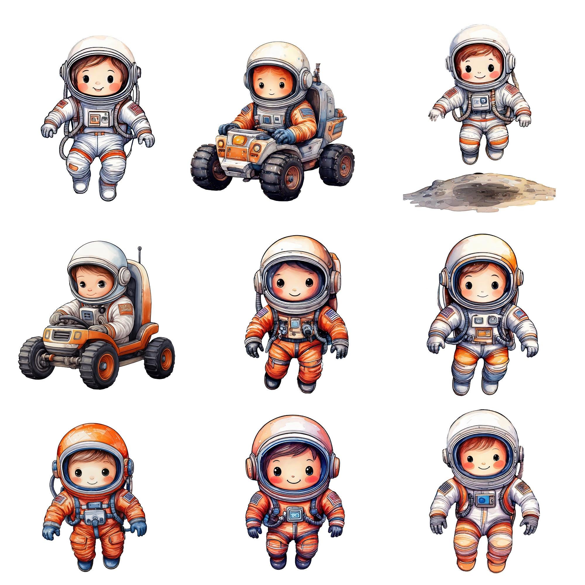 Cute Outer Space Clipart Bundle | Astronauts, Rockets, Planets & Aliens ...