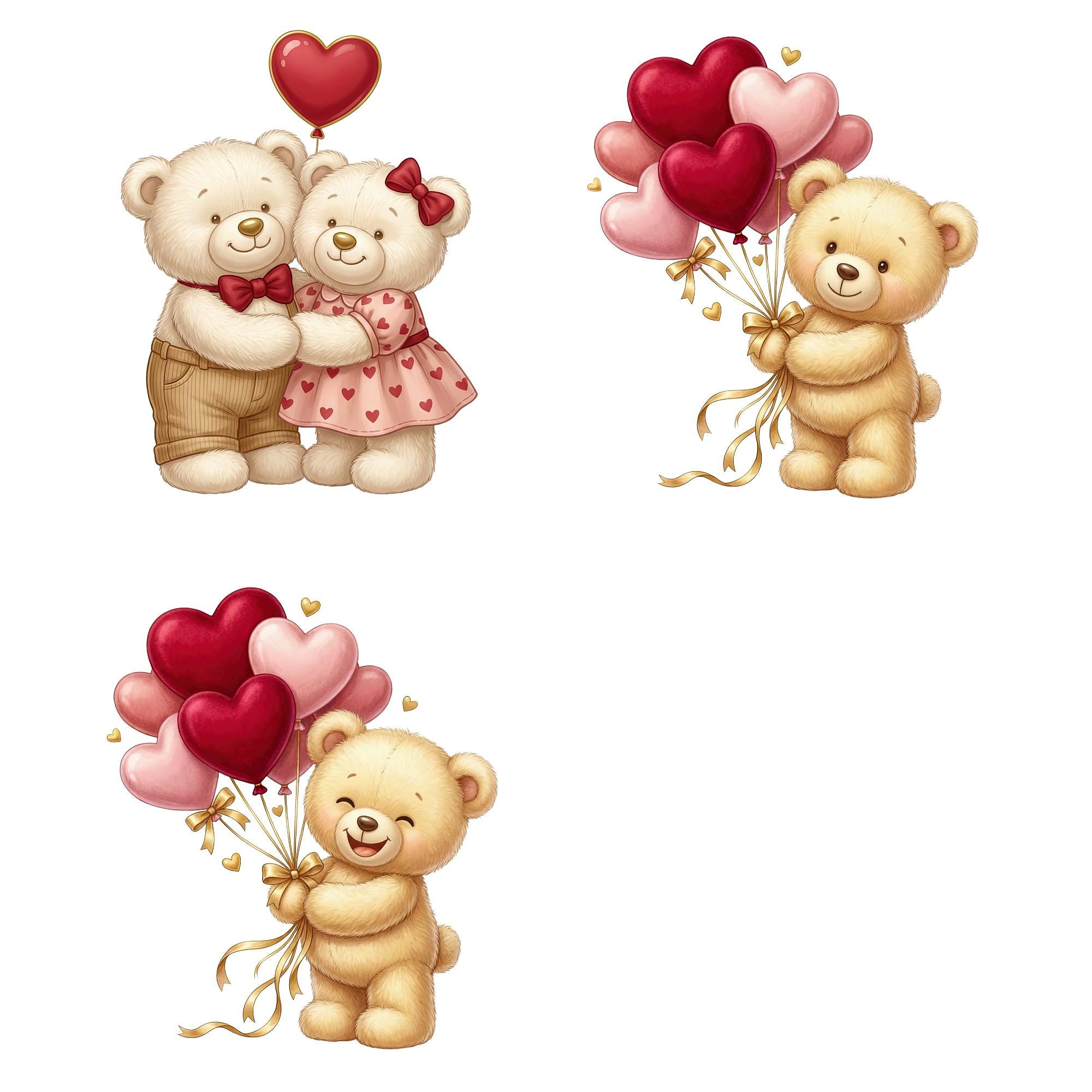 Valentine Bear Clipart, Teddy Bear Valentines Pngs, Storybook Bears ...