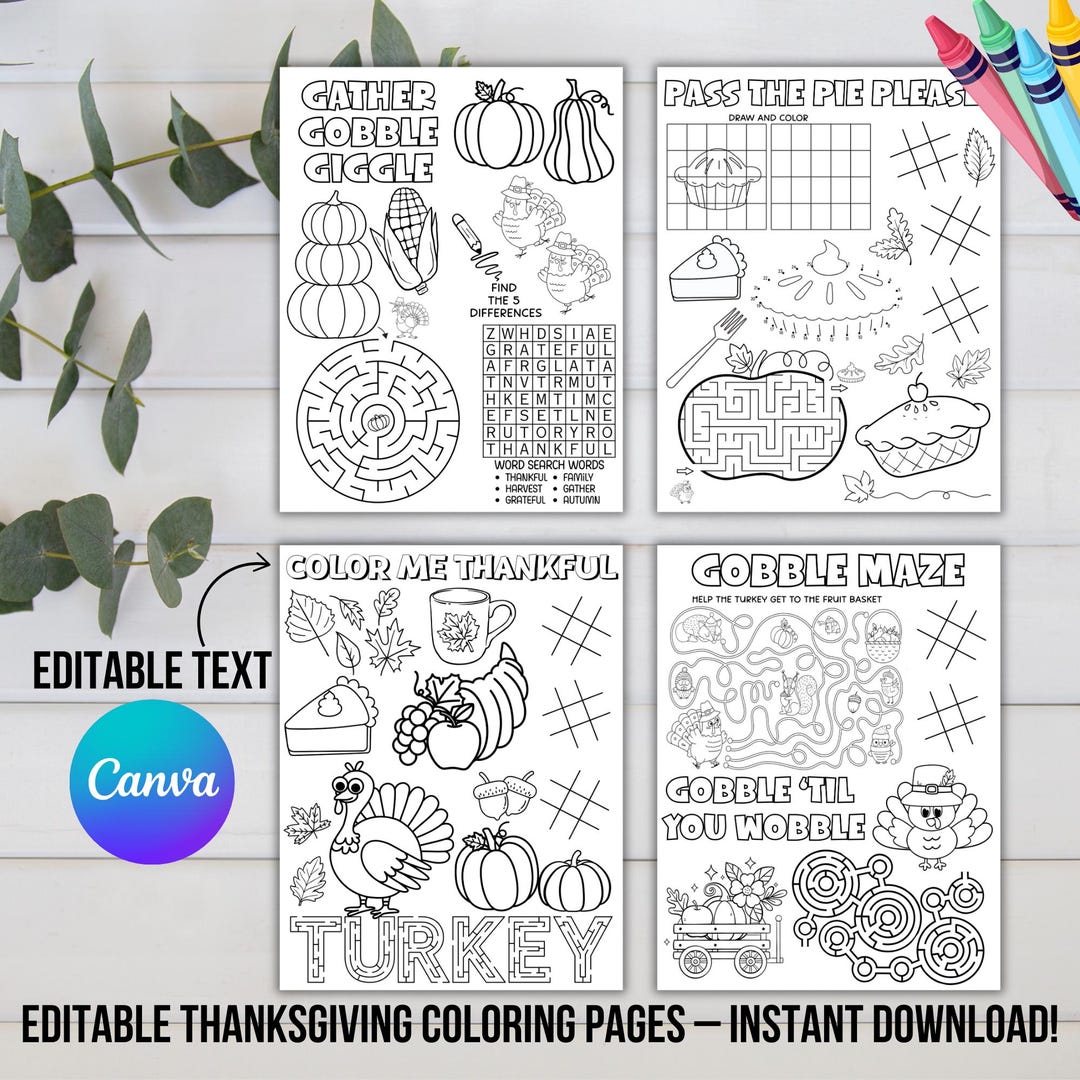Editable Fall Coloring & Activity Pages for Kids | Printable Autumn ...