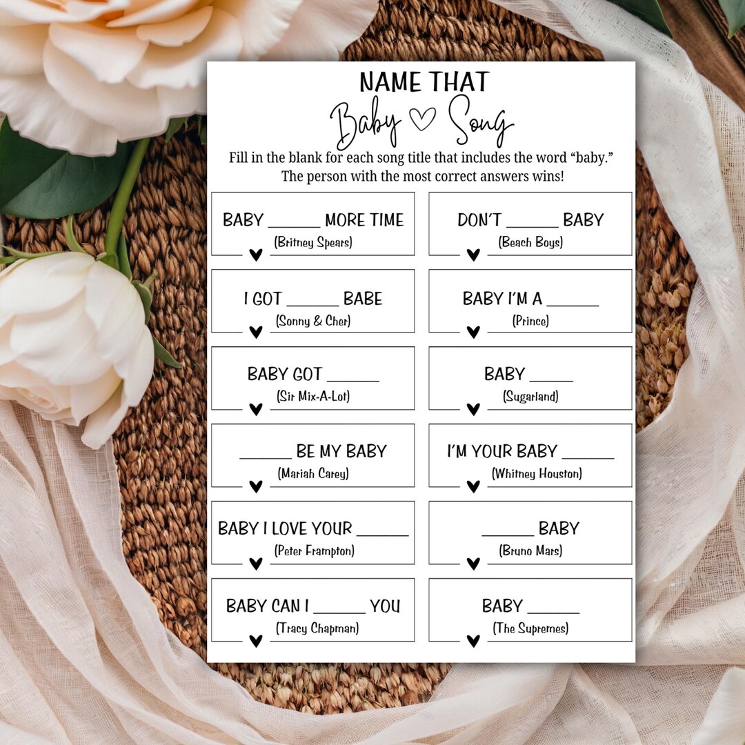 Name That Baby Song Shower Game, Baby Shower Games Printable, Baby Tune ...