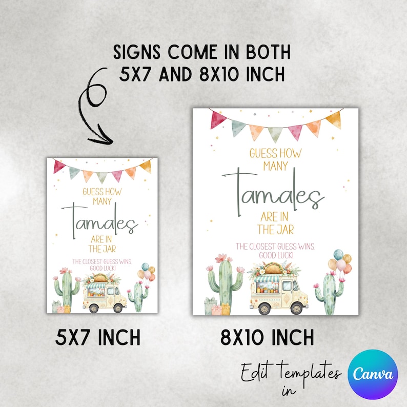 Guess How Many Tamales Baby Shower Game | Fiesta Theme Printable ...
