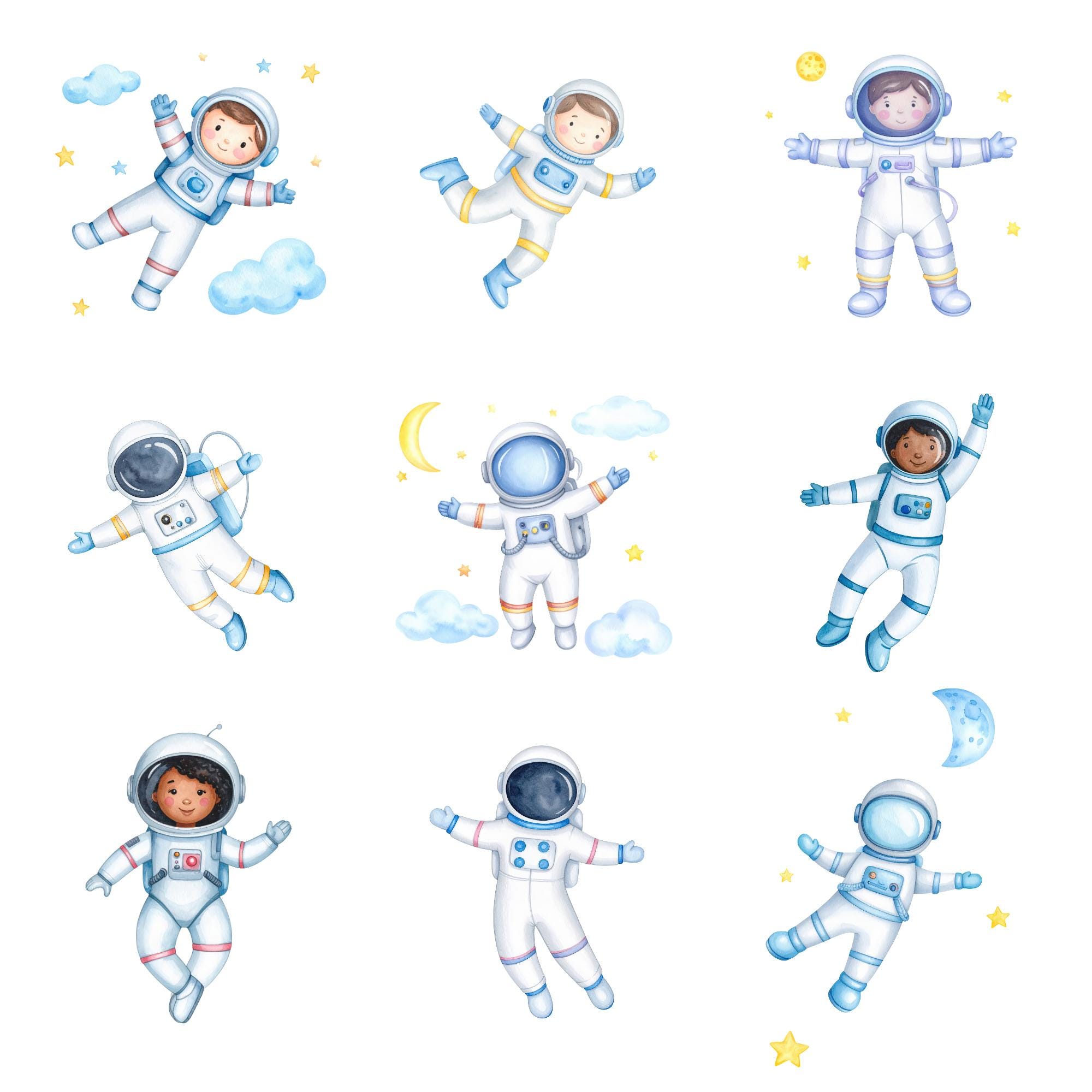 Outer Space Clipart PNG, Watercolor Astronaut Alien Rocket Planet Clip ...