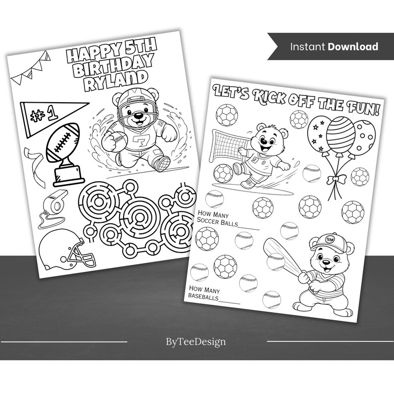 Editable Sports Birthday Coloring Pages | Printable Kids Activity ...