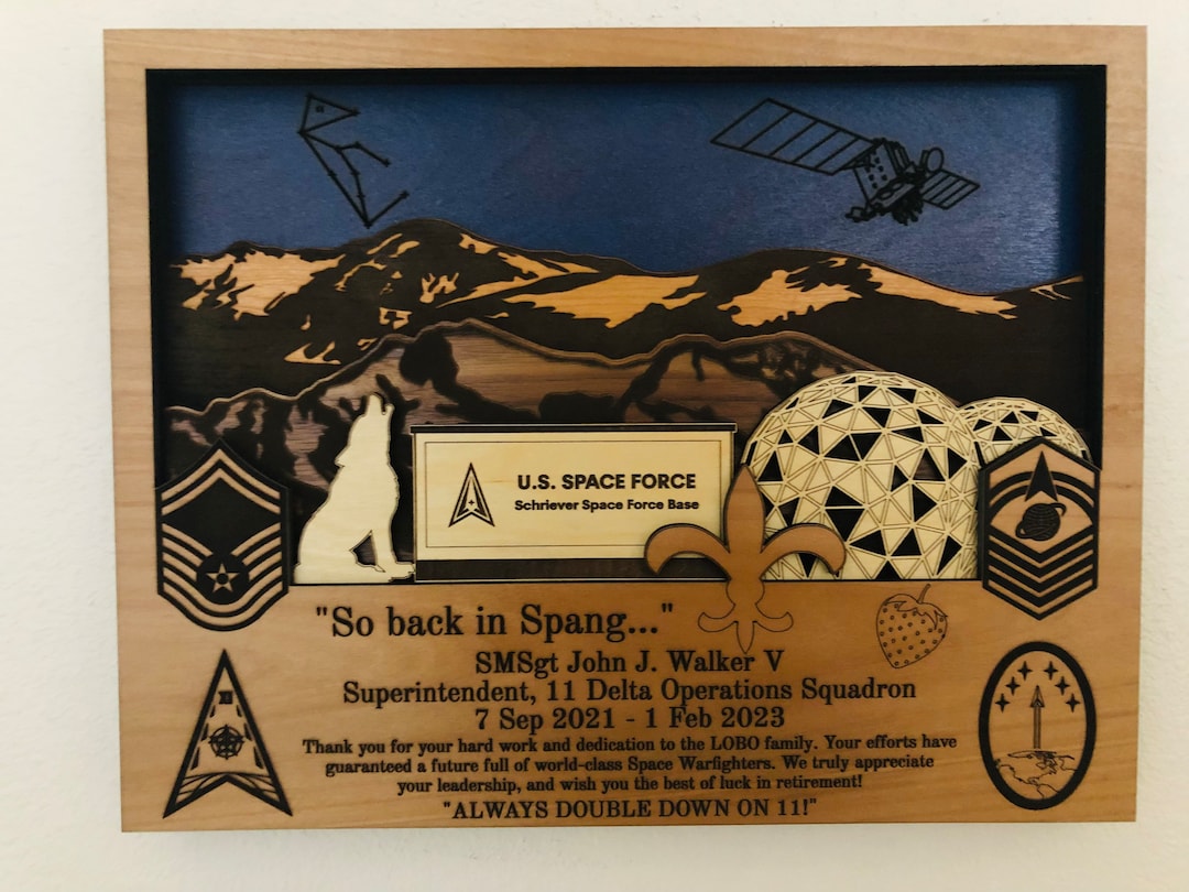 SCHRIEVER Space Force Air Force Base 3D Wood Plaque PCS Retirement Gift ...