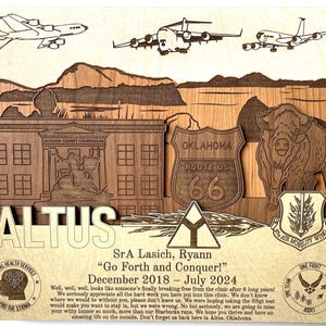 ALTUS AFB 3D Wooden Name Plaque Air Force Army Marines Navy Space Force ...