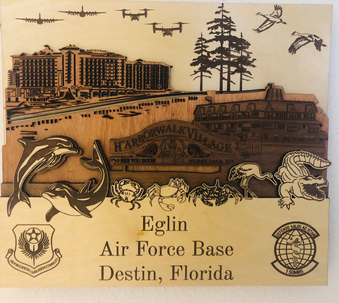 Destin Florida Eglin Hurlburt 3D Wood Sign PCS RETIREMENT GIFT Air ...