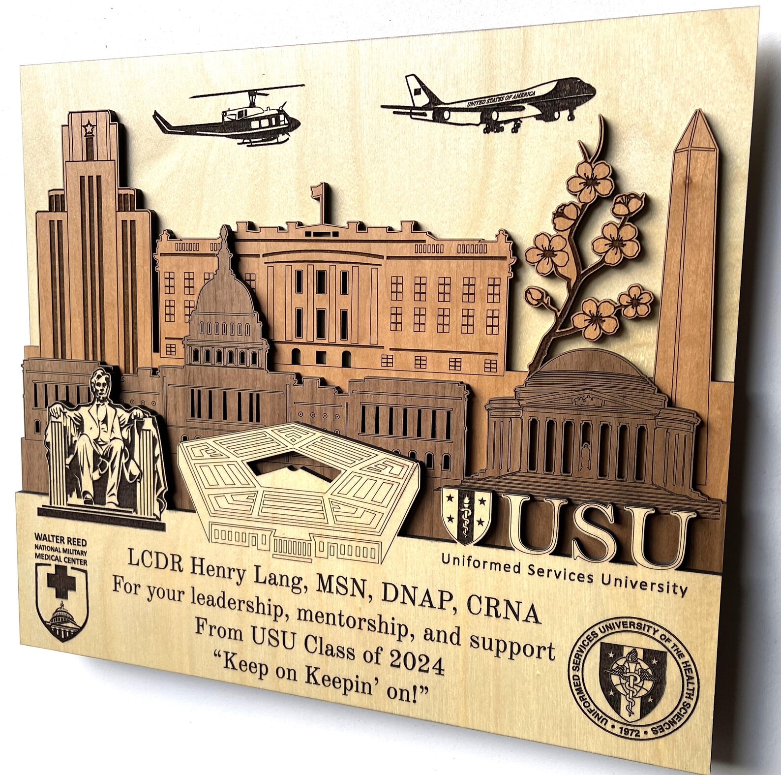 WALTER REED Hospital Andrews Air Force Base 3D Wooden Name Plaque Army ...