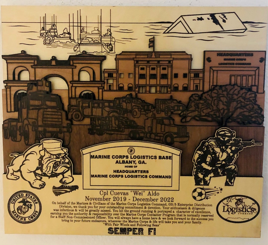 Marine Corps Logistics Base Albany 3D Wood Plaque PCS Retirement Gift ...