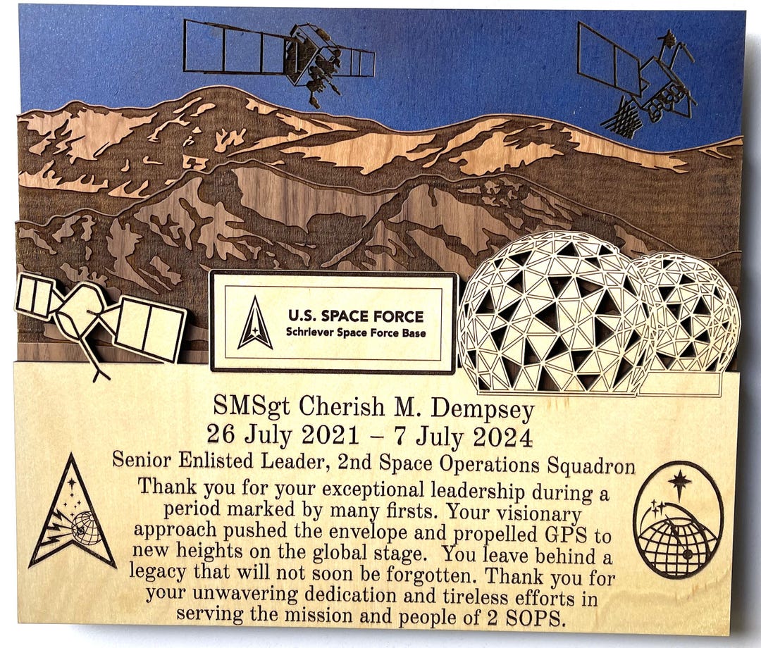 SCHRIEVER Space Force Air Force Base 3D Wood Plaque PCS Retirement Gift ...