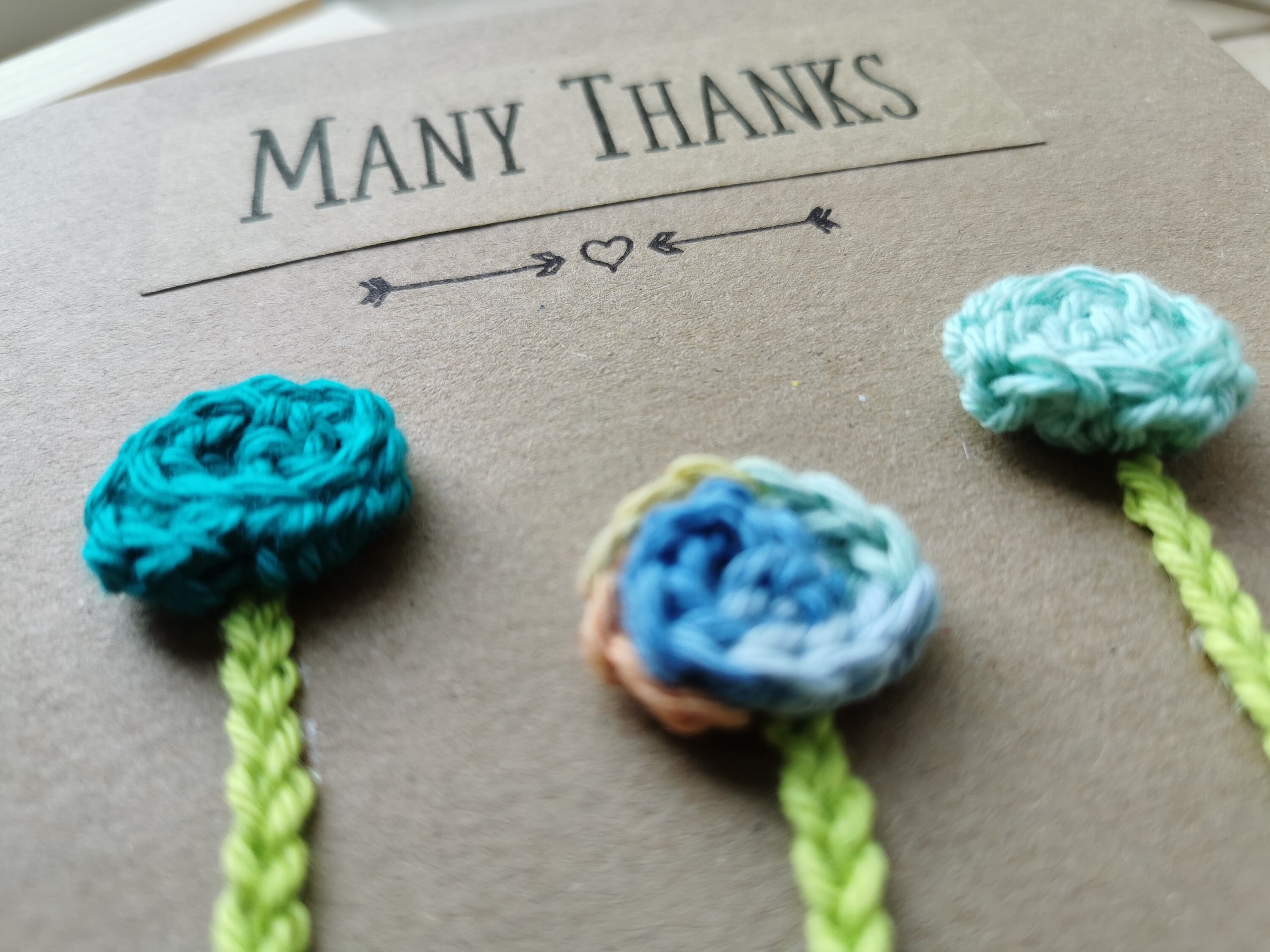 Many Thanks Card Thank you Crochet Flowers Handmade | Etsy