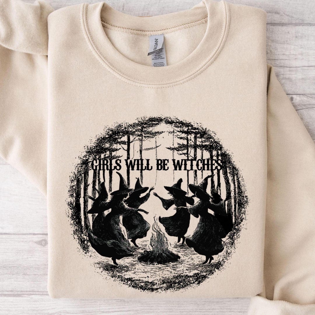 Girls Will Be Witches Shirt, Vintage Witch Tee, Dancing Witches Shirt ...