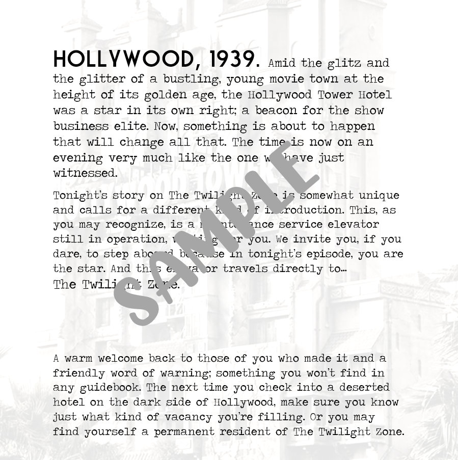 Tower of Terror Printable - Hollywood Tower Hotel - Etsy