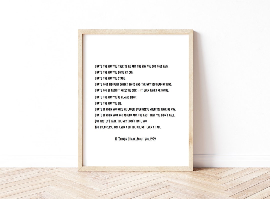 10 Things I Hate About You Printable - Kat Stratford - Etsy