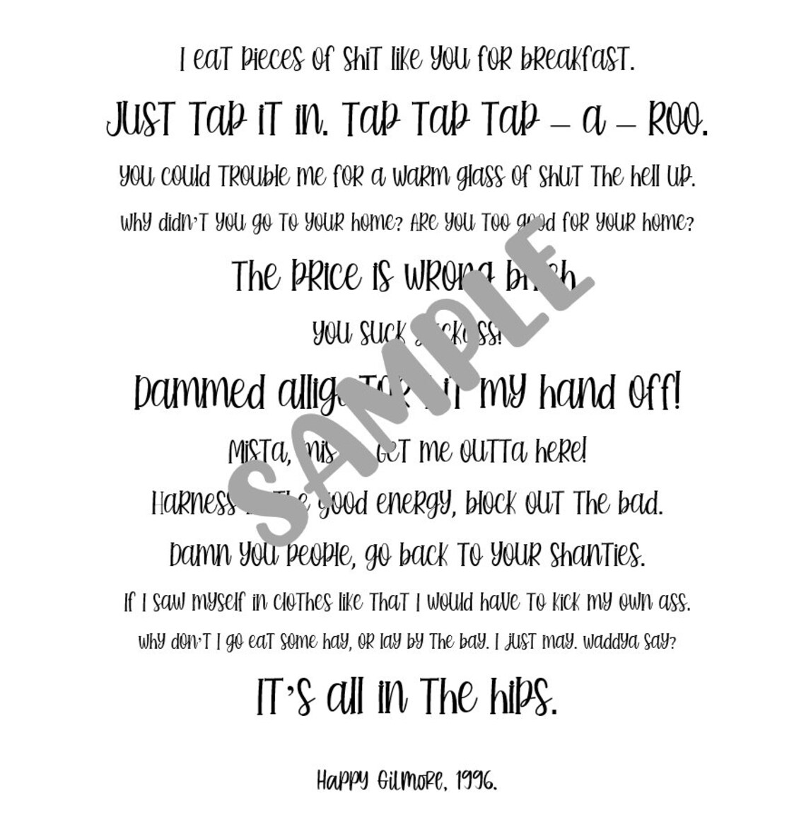 Happy Gilmore Printable - Quotes - Etsy