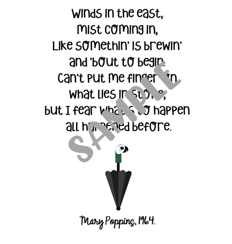 Mary Poppins Printable - Winds in the East - Etsy
